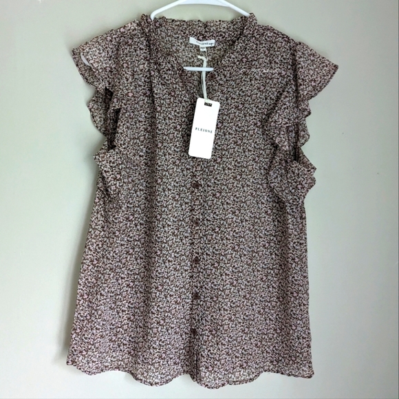 Pleione | Tops | Nwt Office Minimalist Cottage Core Floral Small Blouse ...